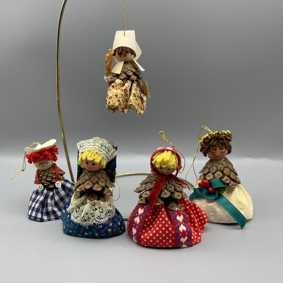 Handmade | Holiday | Friendship Design Unique Pinecone Fabric Dolls 3 ...